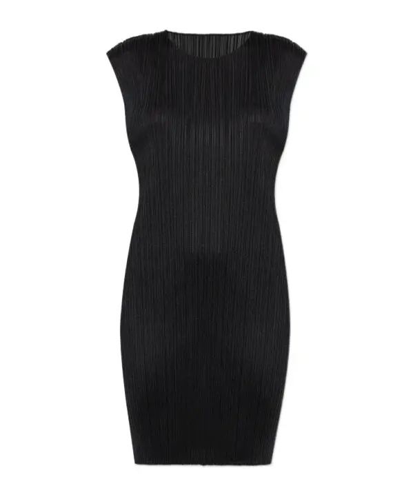 PLEATS PLEASE BY ISSEY MIYAKE Sleeveless Round Neck Pleated Mini Dress