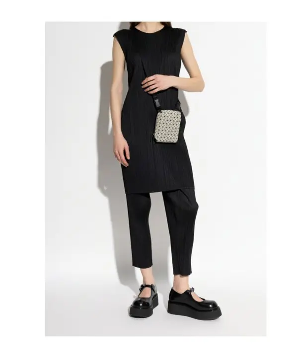 PLEATS PLEASE BY ISSEY MIYAKE Sleeveless Round Neck Pleated Mini Dress