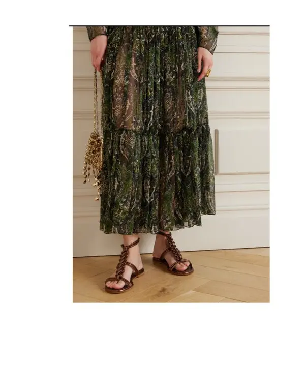 GIANVITO ROSSI Metallic Braided Leather Sandals