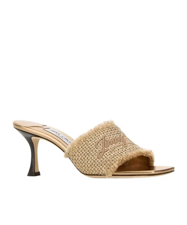JIMMY CHOO Square-toe High-heeled Sandals With Fringe Trim - Nude