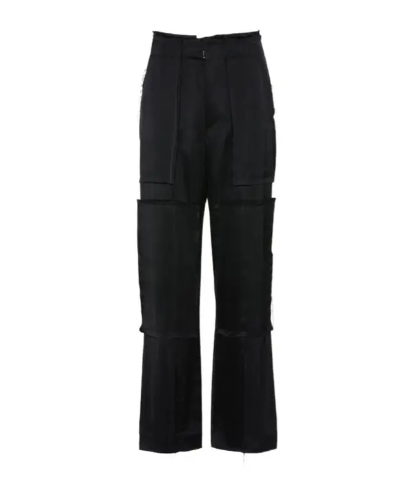 MAISON MARGIELA Patchwork Satin Wide Leg Trousers - Black
