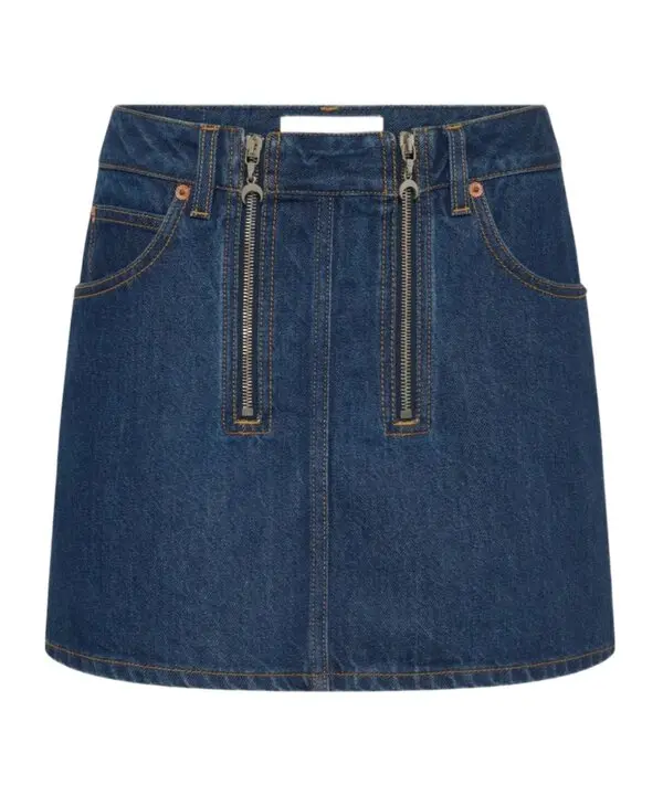 MARINE SERRE Zippered Denim Skirt - Blue