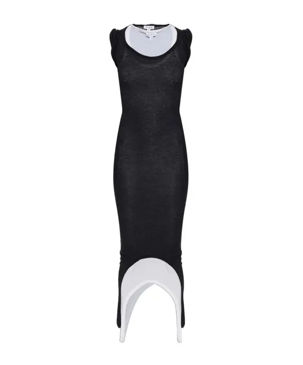 Alaïa Color-block Ribbed-knit Midi Dress