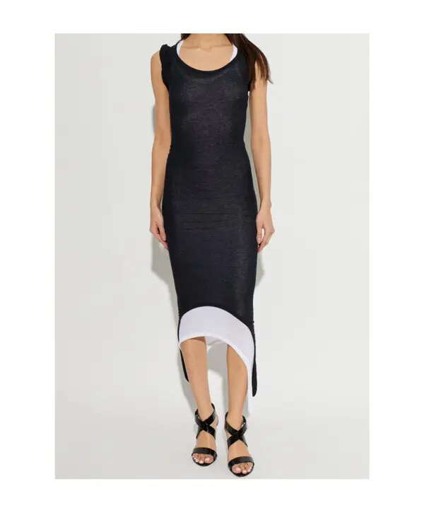 Alaïa Color-block Ribbed-knit Midi Dress