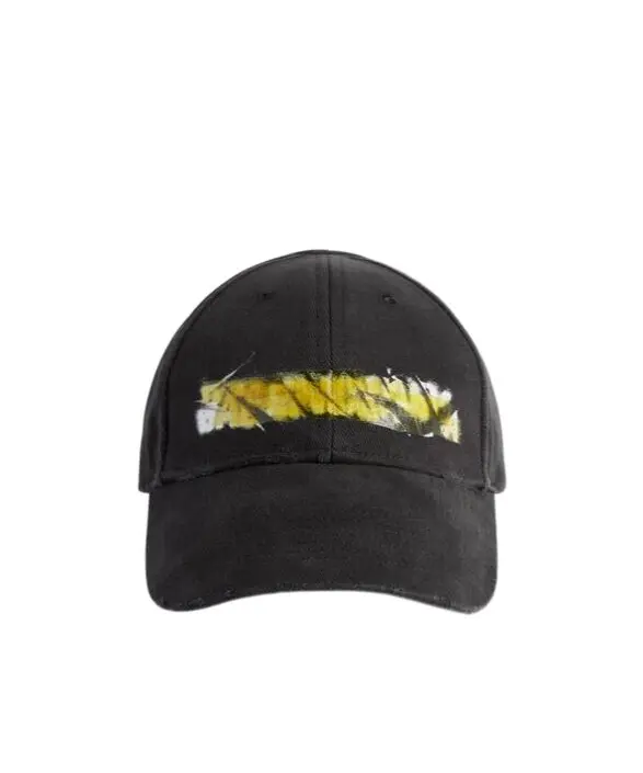 Balenciaga Baseball Cap With Spray Artwork - Black