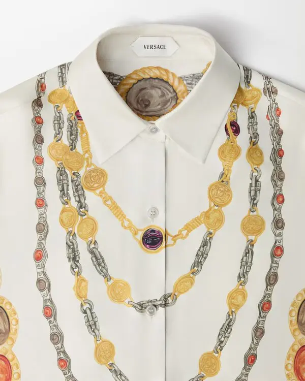 Versace Chain Print Long Sleeve Shirt - Nude