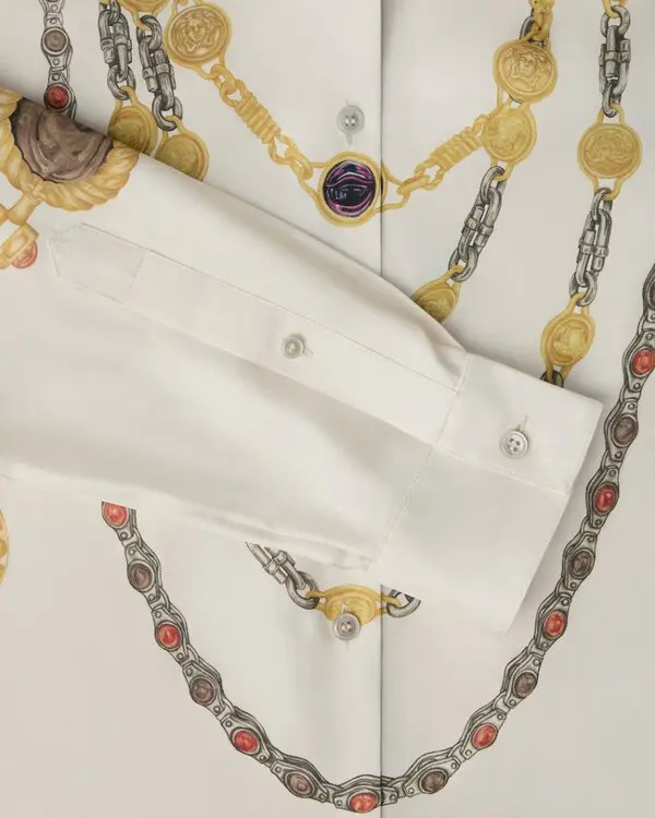 Versace Chain Print Long Sleeve Shirt - Nude