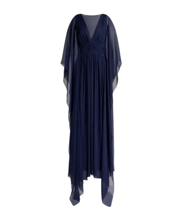 Alberta Ferretti Silk Creponne Evening Dress - Blue