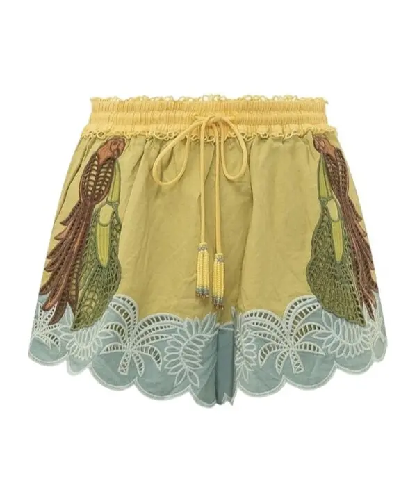Farm Rio Usiacuri Embroidered Shorts - Green