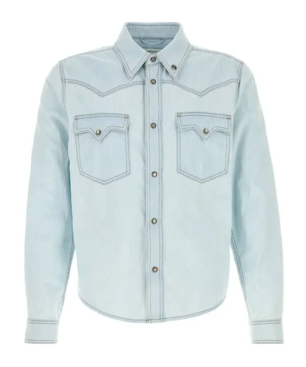 Versace Button-up Denim Shirt - White