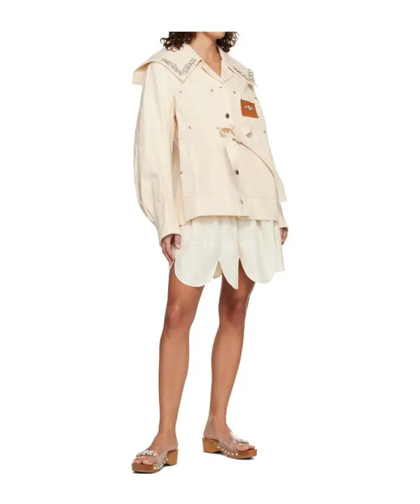 Simone Rocha Sailor Collar Crystal Embellished Denim Jacket
