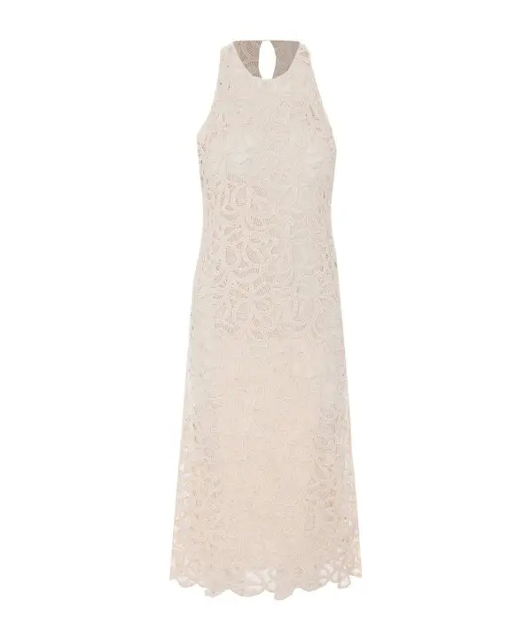 Patrizia Pepe Lace Midi Dress - Nude
