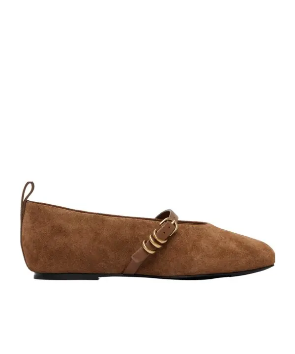 RAG  BONE Rag & Bone Suede Mary Jane Flats With Pin Buckle Detail