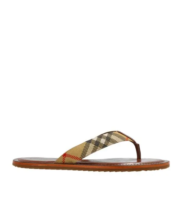 Burberry Checkered Thong Sandals - Brown