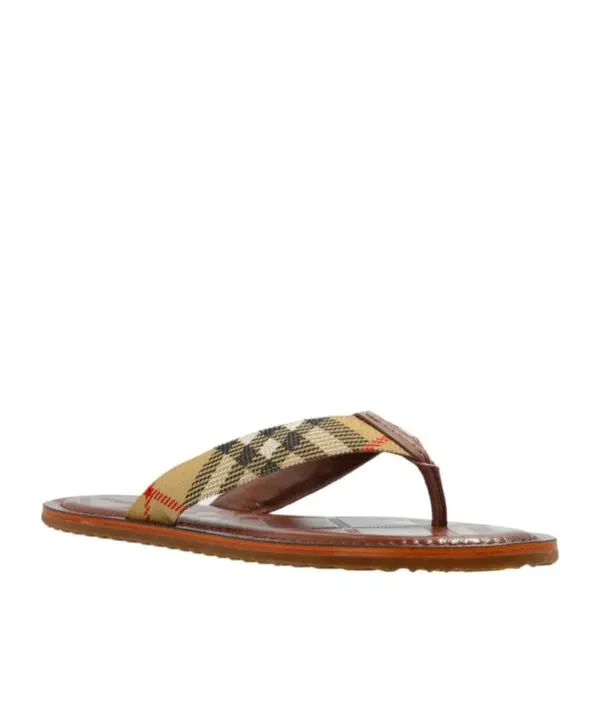 Burberry Checkered Thong Sandals - Brown