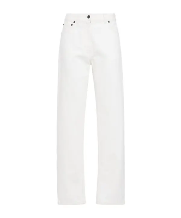 THE ROW Burty Mid Rise Cotton Straight Jeans - White
