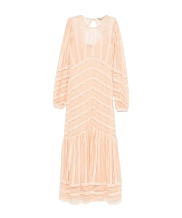TWINSET Round Neck Long Sleeve Lace Dress