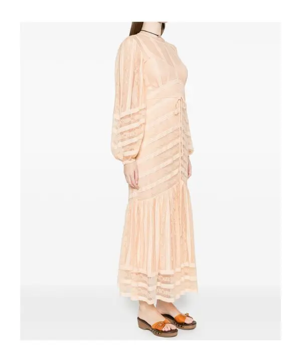 TWINSET Round Neck Long Sleeve Lace Dress