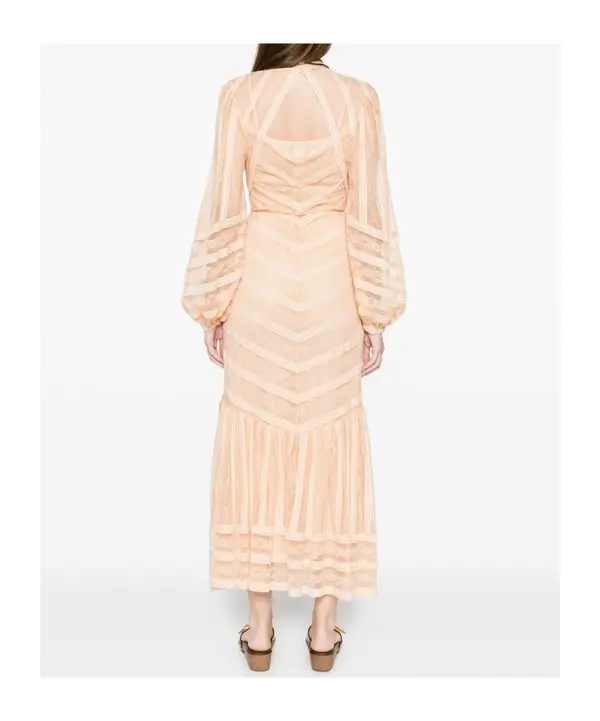 TWINSET Round Neck Long Sleeve Lace Dress