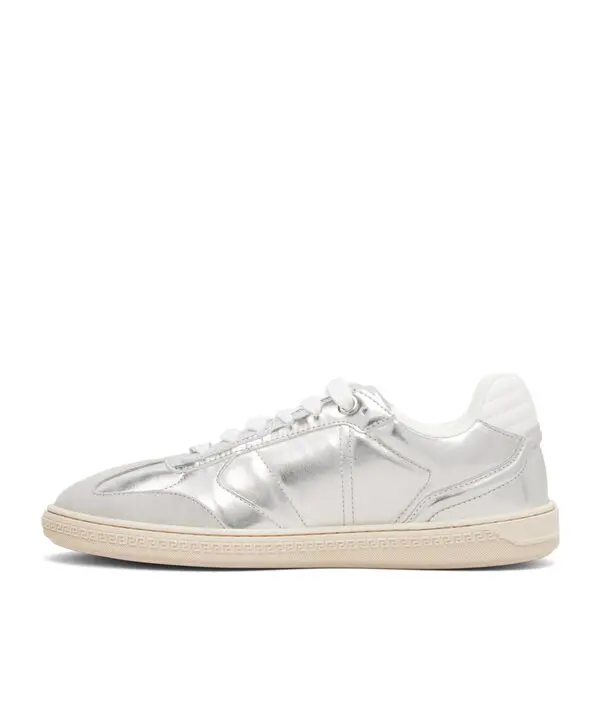Versace Panelled Metallic Lace-up Sneakers - White