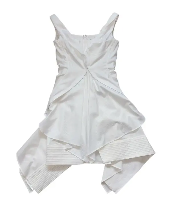 Alexander McQueen Gathered Mini Dress With Asymmetrical Hem - White