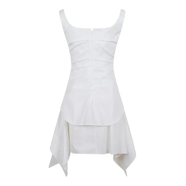 Alexander McQueen Gathered Mini Dress With Asymmetrical Hem - White