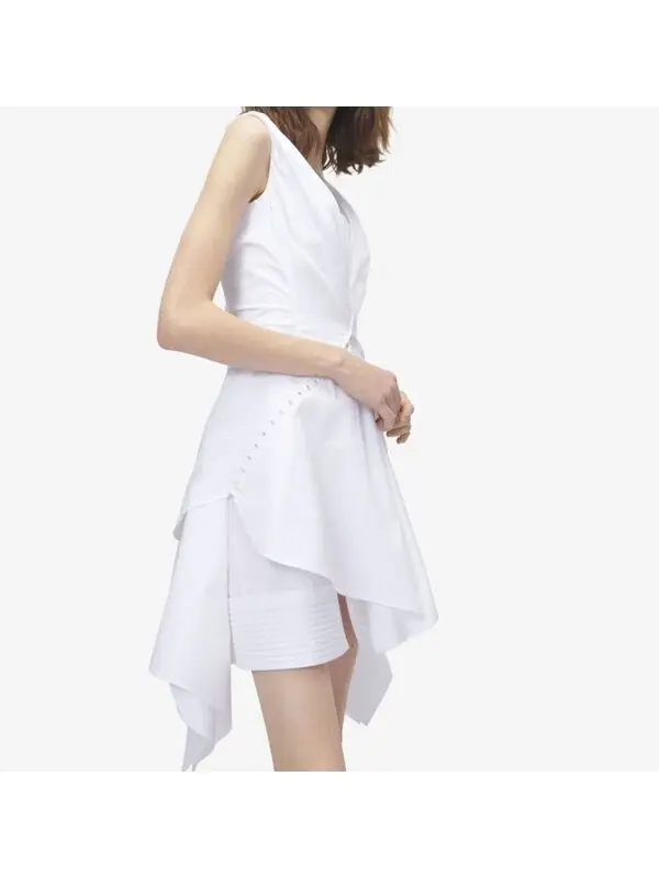 Alexander McQueen Gathered Mini Dress With Asymmetrical Hem - White