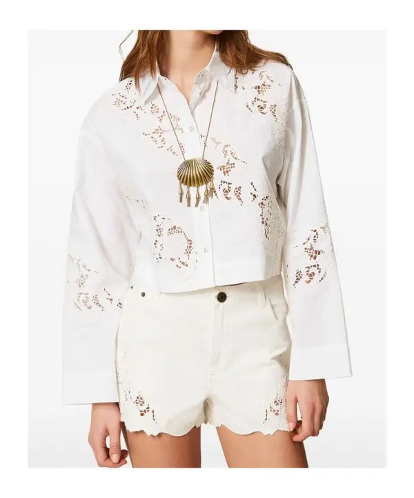 TWINSET Embroidered Cropped Shirt