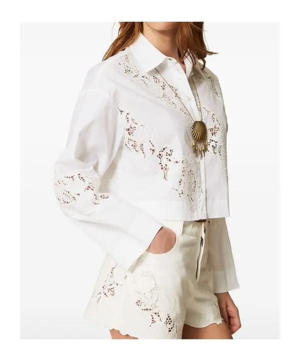 TWINSET Embroidered Cropped Shirt