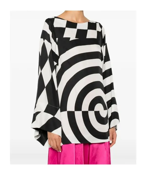 Dries Van Noten Geometric Print Long Sleeve Top