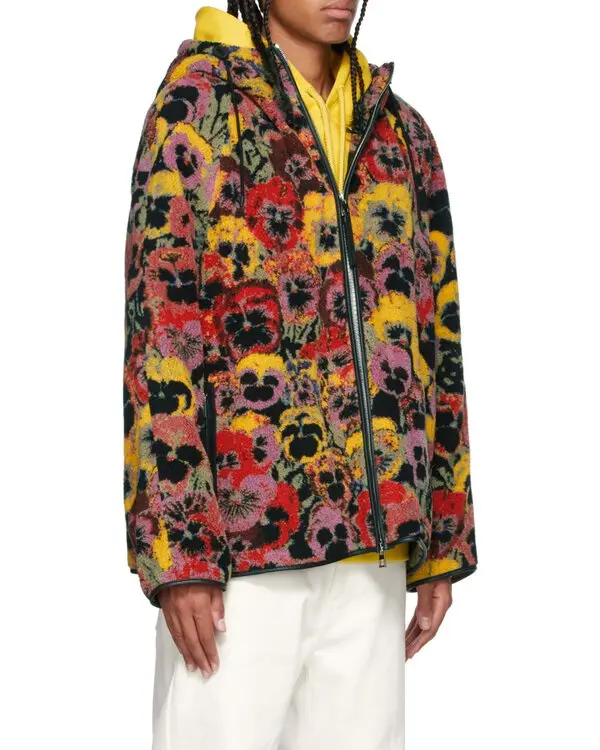 Loewe Pansies Jacquard Fleece Zip-up Hooded Jacket
