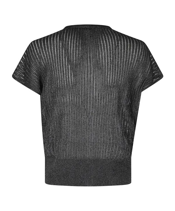 ROBERTO COLLINA Ribbed-knit Short-sleeve Cardigan