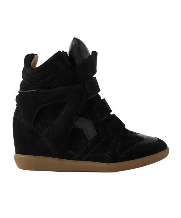 Isabel Marant Étoile Suede High-top Wedge Sneakers With Leather Trim