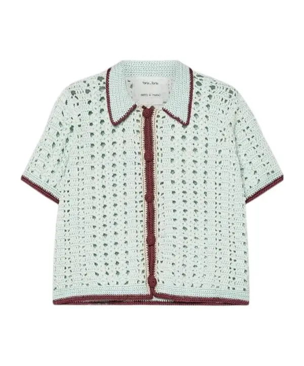 FORTE_FORTE Crochet Buttoned Shirt - Blue