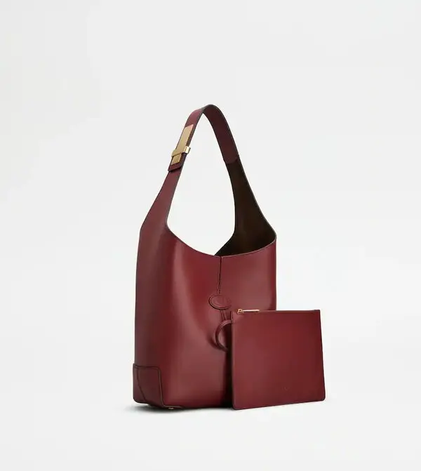 TOD'S Structured Leather Shoulder Bag - Red