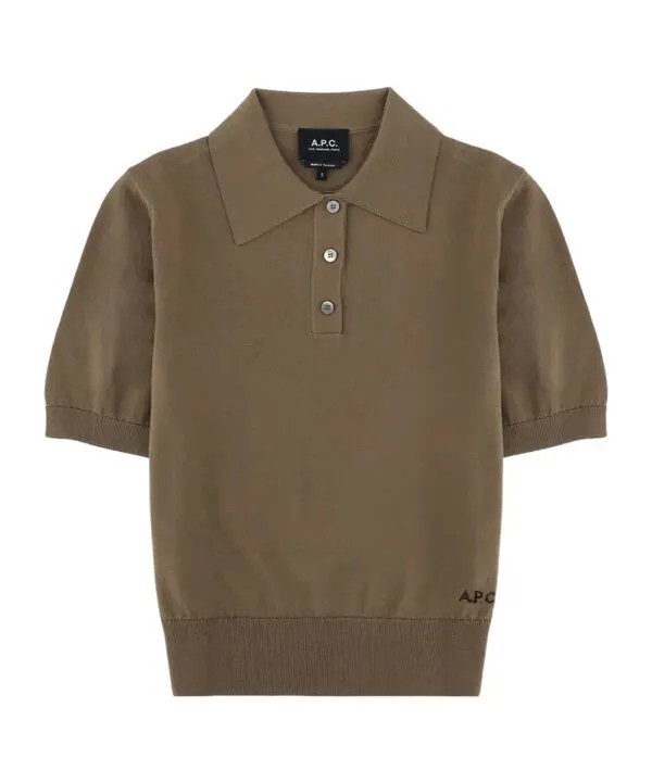 A.p.c. Short Sleeve Knitted Polo Shirt - Brown