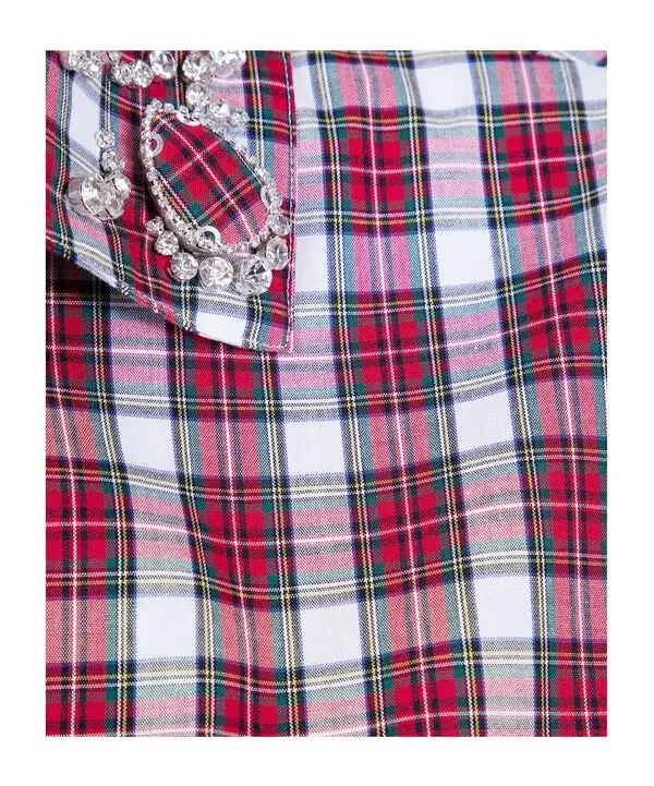 N.21 Crystal Embellished Tartan Print Shirt - Check