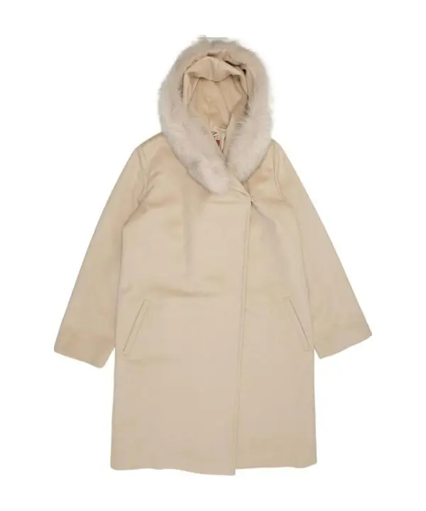 Max Mara Logo Hooded Overcoat - Nude