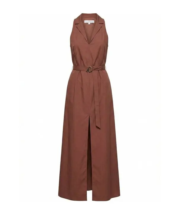 Patrizia Pepe Sleeveless V-neck Maxi Dress With Belt