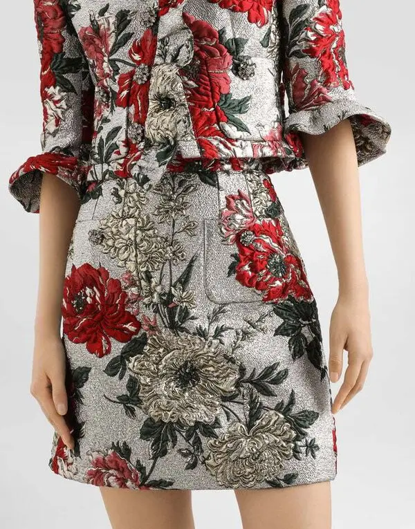 Dolce & Gabbana Floral Lurex A-line Skirt