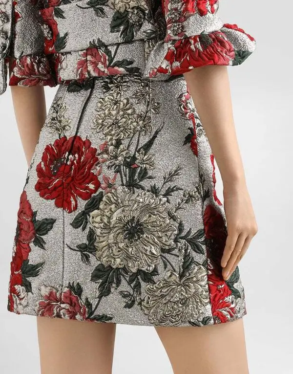 Dolce & Gabbana Floral Lurex A-line Skirt