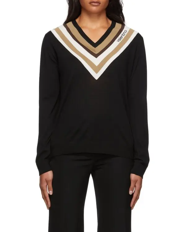 Valentino Garavani Chevron Stripe V-neck Jumper