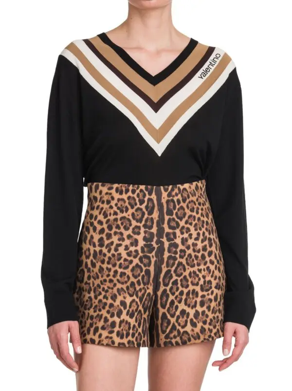 Valentino Garavani Chevron Stripe V-neck Jumper