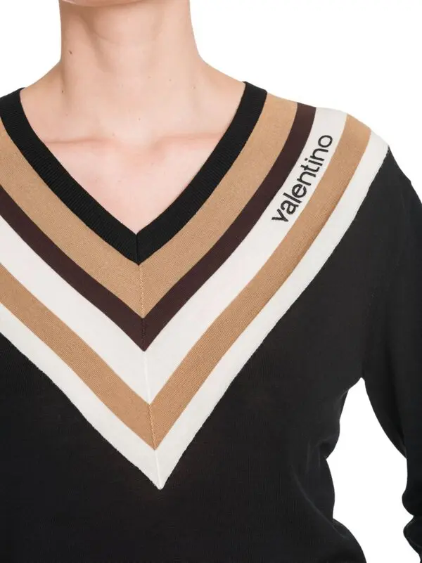 Valentino Garavani Chevron Stripe V-neck Jumper