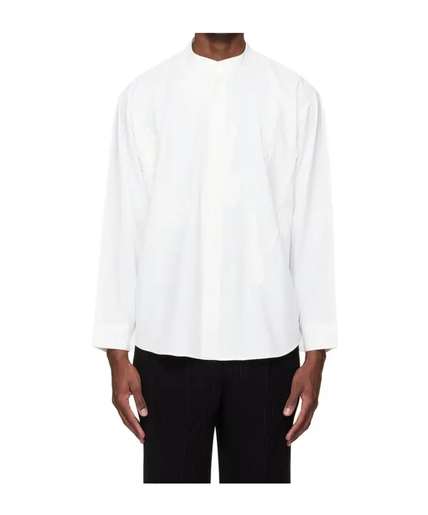 Issey Miyake Band-collar Shirt - White