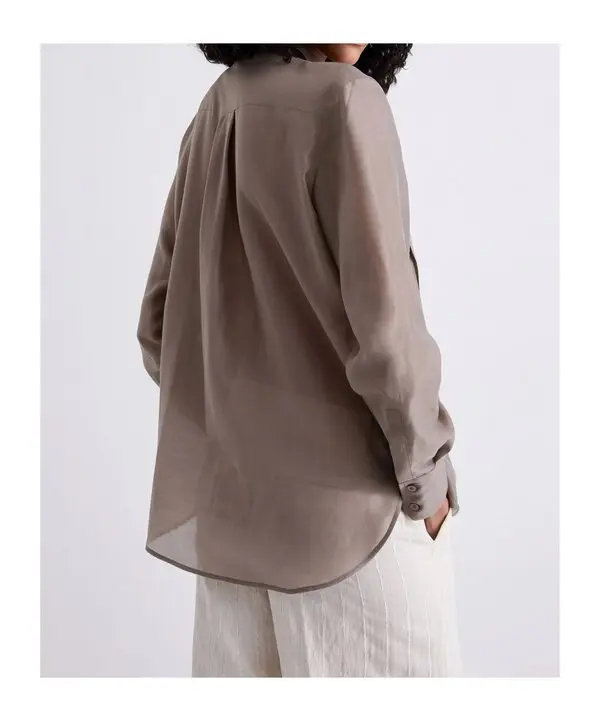 Marella Long-sleeved Shirt With Classic Collar And Patch Pockets - Nude