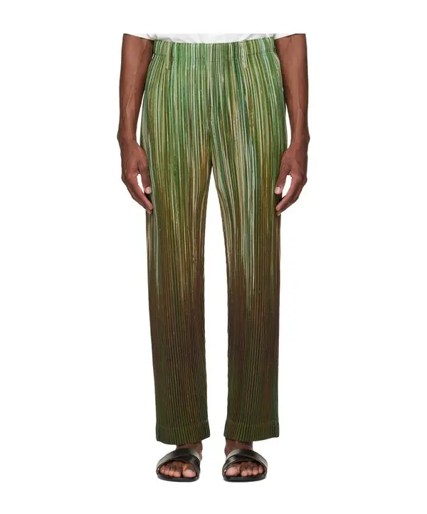 Issey Miyake Pleated Straight-leg Trousers - Green