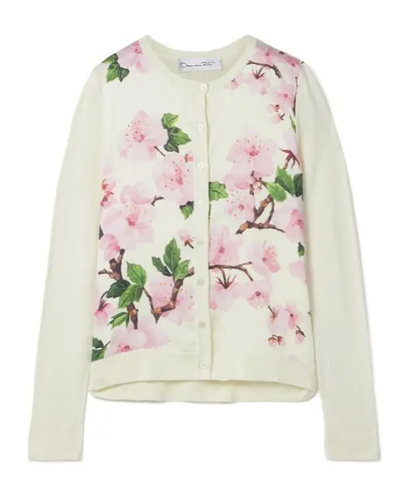 Oscar De La Renta Fair Isle And Floral Print Cardigan