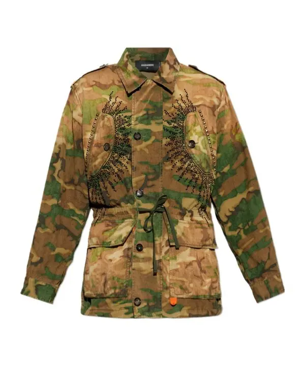 Dsquared2 Embellished Camouflage Jacket - Green