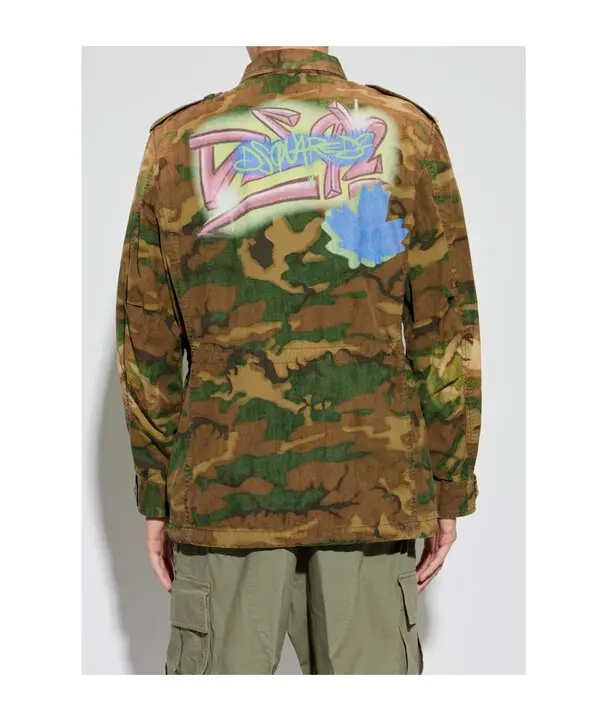 Dsquared2 Embellished Camouflage Military Jacket
